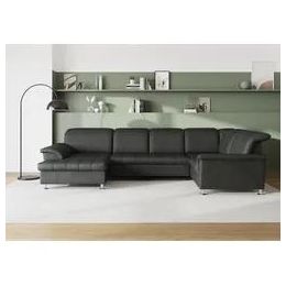 Wohnlandschaft DOMO collection "Franzi optional mit Bettfunktion, Bettkasten & Kopfteilverstellung", grau, B:352cm H:81cm T:214cm, Flachgewebe (100% Polyester);Chenille (100% Polyester), Sofas, U-Form, Recamiere links, grau, B/T: 352/214 cm, Topseller