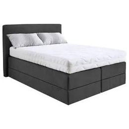 Boxspringbett, grau (anthrazit), B:155cm L:205cm, Microvelours (100% Polyester), Westfalia Schlafkomfort, Komplettbetten, Boxspringbett, wahlweise mit Kaltschaum-Topper
