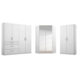 Schrank-Set Rauch "Kleiderschrank Schrank Garderobe Garderobenschrank Eckschrank HOMBURG", weiß (alpinweiß, hochglanz weiß), B:298cm H:197cm T:208cm, Holzwerkstoff, Kastenmöbel-Sets, viel Stauraum, oberer Schubkasten mit Einteilung MADE IN GERMANY
