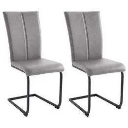 Freischwinger Home Affaire "Nils", grau (hellgrau (arizona 4411)), B:42,5cm H:100cm T:60cm, Metall, Polyester, Sperrholz, Stühle, Stuhl belastbar bis 120 Kg, Gestell Metall im Chrom-Look oder Schwarz