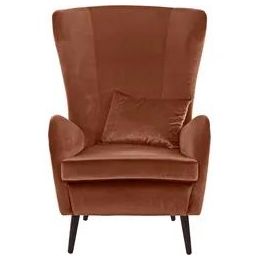 Sessel Home Affaire "Sallito, Ohrensessel, TV-Sessel", orange (terra), B:76cm H:109cm T:85cm, Struktur Hahnentritt (67% Polypropylen, 33% Polyester);Samtoptik (100% Polyester);Fellimitat (100% Polyester);Samtcord (92% Polyester, 8% Polyamid);Struktur (100% Polyester);Struktur fein (100% Polyester), Sessel, Sessel, f&uuml;r Wohnzimmer, auch in Samtcord