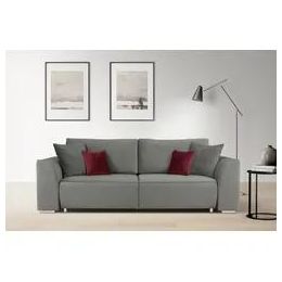 3-Sitzer Inosign "BEATRICE auch als Schlafsofa mit Bettkasten, B/T/H 250/107/92 cm", grau, B:250cm H:92cm T:107cm, Sofas, wahlweise mit Bettfunktion, incl. 2 Zierkissen, Wellenfederung