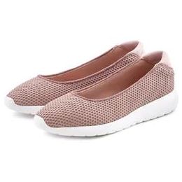 Ballerina Lascana "Freizeitschuh, Slipper, Halbschuh", Damen, Gr. 35, rosa, Obermaterial: 100% Textilmaterial. Futter: 100% Textilmaterial. Decksohle: 100% Textilmaterial. Laufsohle: 100% Synthetik, unifarben, Sportlich, Schuhe, zum Reinschlüpfen, leichte Mesh-Optik VEGAN