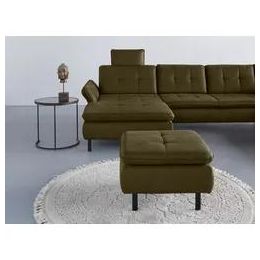 Polsterhocker Inosign "Birkholm", grün (olive), B:65 H:44 T:65, 100% Polyester, Hocker, passend zur Serie "Birkholm", B/T/H: 65/65/44 cm