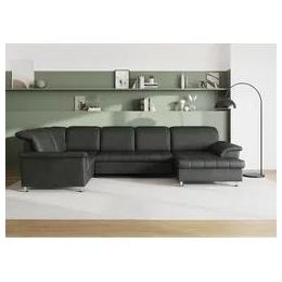 Wohnlandschaft DOMO collection "Franzi optional mit Bettfunktion, Bettkasten & Kopfteilverstellung", grau, B:352cm H:81cm T:214cm, Flachgewebe (100% Polyester);Chenille (100% Polyester), Sofas, U-Form, Recamiere rechts, grau, B/T: 352/214 cm, Topseller