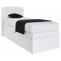 Boxspringbett, weiß, B:105cm L:212cm, Box und Kopfteil: Microvelours (100% Polyester) oder Kunstleder (Polyurethan);Bezug der Obermatratze: 100% Polyester, Westfalia Schlafkomfort, Komplettbetten, Boxspringbett, wahlweise mit Bettkasten