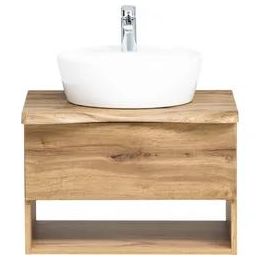 Waschbeckenschrank Welltime "Stubach", braun (wotaneiche), B:60cm H:54,5cm T:47cm, MDF, Schränke, Waschbeckenunterschrank, Abdeckplatte mit Baumkante