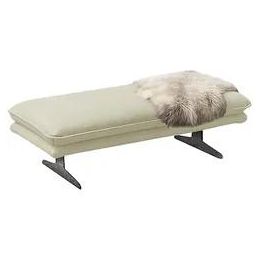 Polsterhocker W.Schillig, beige (sahara s37), B:145cm H:43cm T:71cm, Stoff S37 (100% Polyester): Luxus-Microfaser in Lederoptik, Hocker, Füße in Chrom glänzend