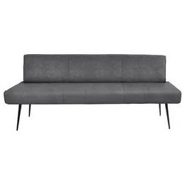 K+w Komfort & Wohnen Polsterbank K+W KOMFORT & WOHNEN "Giacomo I", grau (schwarzgrau, schwarz), B:200cm H:87cm T:62cm, Sitzbänke, Metallfüsse in schwarz, wahlweise in der Breite 200cm oder 177cm
