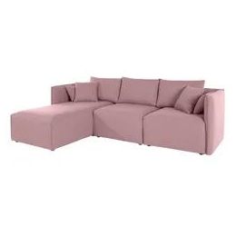 Ecksofa Andas "Nöre L-Form", rosa (rosé), B:262cm H:74cm T:172cm, Samtoptik (100% Polyester);Struktur (100% Polypropylene);Webstoff (100% Polyester);Struktur fein (100% Polyester);Luxus-Microfaser Lederoptik (100% Polyester);Baumwoll-/Leinenmix (60% Baumwolle/40% Leinen), Sofas, 3 Teile, in vielen Bezugsqualitäten und Farben. Modulteile s. "Nöre"