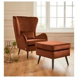 Sessel Home Affaire "Salla auch in Fellimitat und Feincord, viele Bezugsarten, Ohrensessel", orange (terra), H:118cm T:94cm, Samtcord (92% Polyester 8% Polyamid);Struktur (100% Polyester);Struktur Hahnentritt (100% Polyester);Struktur fein (100% Polyester);Samtoptik (100% Polyester);Fellimitat (100% Polyestr), Sessel, Ohrensessel ohne Hocker Ohrensessel Ohrensessel mit Hocker, wahlweise mit oder o