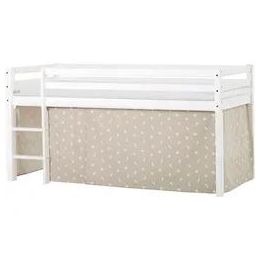 Hochbett Hoppekids "ECO Dream, Kinderbett, Spielbett, Halbhohes Bett aus Massivholz", beige (weiß, pets silbergrau), B:101cm H:105cm L:208cm, Kinderbett: 100% Massivholz: Nordische Kiefer, Vorhang: 100% Baumwolle, Hochbetten, Hochbett Kinderbett, inkl. Vorhang-Set Creator, Bettgröße & Matratze wählbar