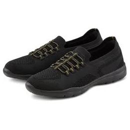 Sneaker Lascana "Slipper, Halbschuh, leichtes Meshmaterial", Damen, Gr. 35, schwarz, Obermaterial: 100% Textilmaterial. Futter: 100% Textilmaterial. Decksohle: 100% Textilmaterial. Laufsohle: 100% Synthetik, unifarben, Schuhe, zum Reinschlüpfen mit elastischen Schnürbändern VEGAN