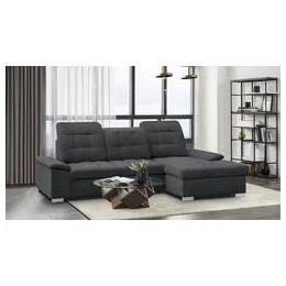 Ecksofa WERK2 "Carmen, mit Bettksten, Sitz- & Rückenheftung, Breite 261 cm, L-Form", grau (anthrazit), B:264cm H:105cm T:170cm, 95% Polyester, 5% Nylon, Sofas, mit Sitztiefenverstellung, Struktur weich, anthrazit