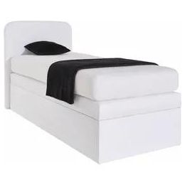 Boxspringbett, weiß, B:105cm L:212cm, Box und Kopfteil: Microvelours (100% Polyester) oder Kunstleder (Polyurethan);Bezug der Obermatratze: 100% Polyester, Westfalia Schlafkomfort, Komplettbetten, Boxspringbett, wahlweise mit Bettkasten