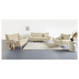 Polstergarnitur Home Affaire "Basta", beige (creme,), H:80cm T:82cm, Sitzmöbel-Sets, Komfortable Wellenunterfederung