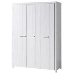 Kleiderschrank Vipack "Erik, Kleiderschrank 3-trg. mit viel Stauraum, MDF weiß lackiert", weiß, B:144cm H:206cm T:58cm, Holzwerkstoff, Schränke, geräumiger Schrank inkl. Wäscheeinteilung, Ausf. weiß lackiert