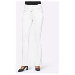 Bequeme Jeans Heine, Damen, Gr. 20, Kurzgrößen, weiß, 96% Baumwolle, 4% Elasthan, unifarben, lang, Jeans