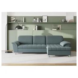 Ecksofa DOMO collection "Franzi Steppung im Sitzbereich B7T/H: 278/162/80 cm, L-Form", blau (eisblau), B:278cm H:80cm T:171cm, Flachgewebe (100% Polyester);Chenille (100% Polyester), Sofas, wahlweise mit Bettfunktion, Bettkasten und Kopfteilverstellung