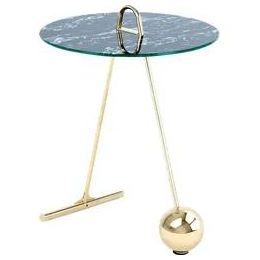Beistelltisch Kayoom "Pendulum 525, mit runder Tischplatte", schwarz (gold, schwarz), B:46cm H:60cm T:46cm, Stahl, Glas, Tische, Beistelltisch, Marmoroptik, Gestell im Pendel-Design, praktisch tragbar