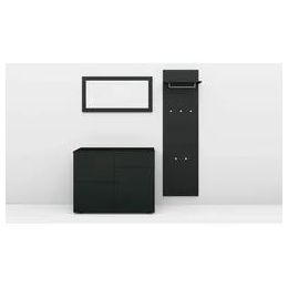 borchardt Möbel Garderoben-Set BORCHARDT MÖBEL "Rova", schwarz (schwarz matt), B/H/T: 133cm x 160cm x 35cm, Kastenmöbel-Sets, (3-tlg.)