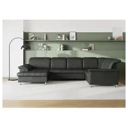 Wohnlandschaft DOMO collection "Franzi optional mit Bettfunktion, Bettkasten & Kopfteilverstellung", grau, B:344cm H:81cm T:206cm, Flachgewebe (100% Polyester);Chenille (100% Polyester), Sofas, U-Form, Recamiere links, grau, B/T: 344/206 cm, Topseller