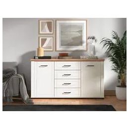 Kommode Home Affaire "Valencia", braun (opaque weiß, artisan eiche, weiß matt), B:161 H:85,5 T:41, MDF, Sideboards