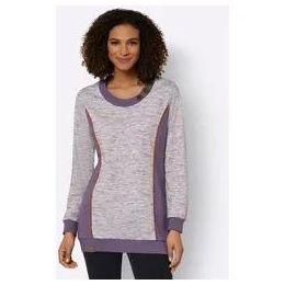 Sweatshirt Casual Looks, Damen, Gr. 44, lila (feige, weiß, meliert), 100% Baumwolle, Einsatz:35% Baumwolle, 65% Polyester, bedruckt, gemustert, mehrfarbig, meliert, unifarben, Rundhals, Sweatshirts