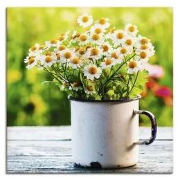 Wandbild Artland "Frühlingsgarten mit Gänseblümchen", grün (farbe bild(er): grün), B:30cm H:30cm T:1,8cm, Canvas, Leinwand, Bilder, als Leinwandbild, Poster, Wandaufkleber in verschied. Größen