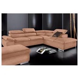 Sit & More Ecksofa SIT & MORE "Alcudia L-Form", braun, B:272cm H:73cm T:226cm, 100% Polyester, Sofas, mit Armteilverstellung, optional Kopfteilverstellung und Bettfunktion