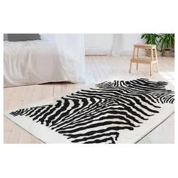 Hochflor-Teppich Calo-deluxe "Vogesen 400" Gr. 3, schwarz-wei&szlig; (wei&szlig;, schwarz), B:120cm H:30mm L:160cm, Kunstfaser, Teppiche, weiche Haptik, Wohnzimmer