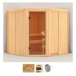 Sauna Karibu "Jarin", beige (naturbelassen), Saunaofen, integrierte Steuerung, 9 kW, Saunen, Ofen 9 kW integr. Strg