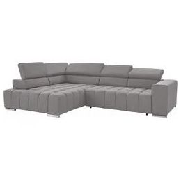 Ecksofa exxpo - SOFA FASHION "Elias, aktuelle Kreuzsteppung im Sitz, bequem, L-Form", silber, B:307cm H:94cm T:201cm, Struktur ( 100% Polyester), Sofas, mit Kopf- bzw. Rückenverstellung, wahlweise mit Bettfunktion