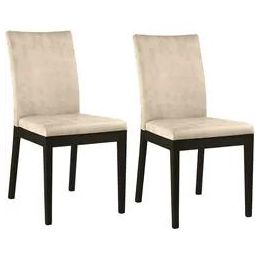 4-Fußstuhl Home Affaire "Dendres", beige, B:46cm H:94cm T:60cm, Polyester, Stühle, Sitz und Ruecken gepolstert