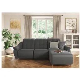 Ecksofa Home Affaire "Boston L-Form", grau (anthrazit), B:254cm T:170cm, Struktur (100% Polyester);Luxus-Microfaser Florence (100% Polyester);Chenille (100% Polyester);NaturLEDER (reines Rindsleder), Sofas, Kopfteilverstellung an jeder Sitzfläche, wahlweise Relaxfunktion
