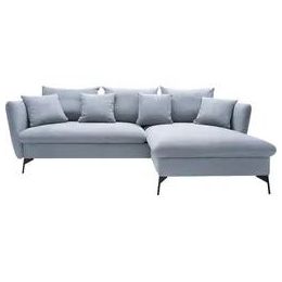 Ecksofa Andas "LIVORNO,258 cm, L-Form", blau (blaugrau), B:258cm H:91cm, 100% Polyester;PU-Schaum und Nosag-Federung.;Federung Ottoman : 12 x Feder Type B 1650mm;Ferderung 2 Sitzer: 10 x Feder Type B 650 mm;Sitz und Funktion: Schaum T30/40 8 cm., Sofas, Schlaffunktion u. Bettkasten (139/224cm), Samt, Struktur, Webstoff