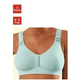 T-Shirt-BH Petite Fleur, Damen, Gr. 100, Cup D, grün (mint, weiß), Jersey, Obermaterial: 95% Baumwolle, 5% Elasthan, Basic, BHs, ohne Bügel aus Baumwolle