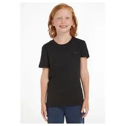 T-Shirt Tommy Hilfiger "BOYS BASIC CN KNIT", Jungen, Gr. 10/140, schwarz, Obermaterial: 100% Baumwolle, Basic schmal, Rundhals, Shirts T-Shirt, Kinder Kids Junior MiniMe,f&uuml;r Jungen