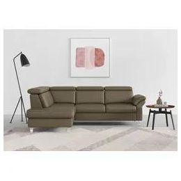 Sit & More Ecksofa SIT & MORE "Arngast L-Form", grün (olive), B:245cm H:84cm T:194cm, Sofas, inklusive Kopfteilverstellung und Federkern