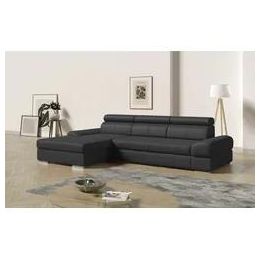 Sit & More Ecksofa SIT & MORE "Broadway L-Form", schwarz, B:284cm H:79cm T:171cm, Luxus-NaturLeder;Luxus-Kunstleder;NaturLEDER;Microfaser Primabelle (100% Polyester), Sofas, inklusive Kopfteilverstellung, wahlweise mit Bettfunktion