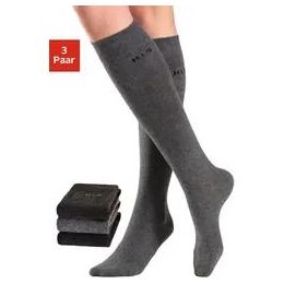 H.I.S. Kniestr&uuml;mpfe H.I.S, Damen, Gr. 39-42, grau (2x anthrazit meliert, 1x grau meliert), Baumwolle, Elasthan (LYCRA), Polyamid, unifarben, elastisch, Socken Kniestr&uuml;mpfe, ohne einschneidendes B&uuml;ndchen