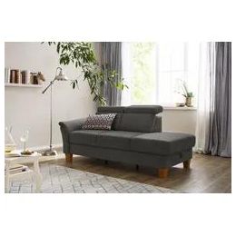 Recamiere Home Affaire "Conville", braun (espresso), B:194cm H:84cm T:93cm, 100% Polyester, Sofas, Longchair, incl. Kopfteilverstellung, Federkern, wahlweise mit Bettkasten
