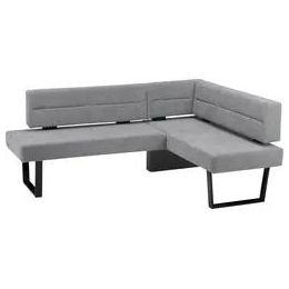 Eckbank MASSIVLINE & MORE "Martina", grau (grau, metall schwarz lackiert), B:155cm H:85cm T:195cm, Holzwerkstoff, Metall, Polyester, Sitzbänke, modernes Design, Gestell aus massivem Metall
