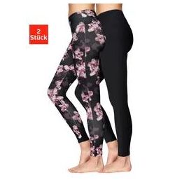 H.I.S. Leggings H.I.S, Damen, Gr. 40/42, N-Gr, schwarz (gemustert, schwarz, schwarz), Feinstrick, Obermaterial: 92% Baumwolle, 8% Elasthan, bedruckt, unifarben, Basic, figurbetont lang, Hosen, in bedruckt und uni