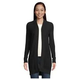 Longstrickjacke Tom Tailor, Damen, Gr. XS (34), schwarz, Strick, Obermaterial: 100% Baumwolle, unifarben, figurumspielend Po-bedeckend, V-Ausschnitt, Bündchen, Strickjacken Strickjacke Longstrickjacke, aus Rippstrick mit aufgesetzten Taschen