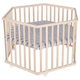 Laufgitter Roba "Style, buche, 6-eckig", Baby, braun (buche), Laufställe, mit Schutzeinlage und Nestchen