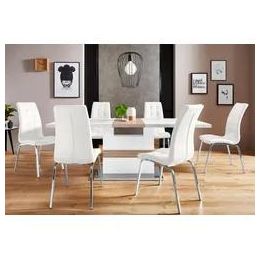 Essgruppe Inosign "Perez/Lila", weiß (weiß hochglanz, weiß,), Sitzmöbel-Sets, mit 4 Stühlen, Tisch ausziehbar, Breite 160-200 cm