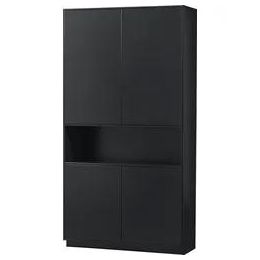 Buffet Woood "Finca", schwarz, B:110cm H:210cm T:40cm, Holzwerkstoff, Schränke, Küchenschrank Hochschrank, mit Push-to-Open-System, Höhe 210 cm x Breite 110 cm
