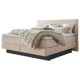 Boxspringbett Hasena "Denver", beige (beige, anthrazit), B:148cm L:210cm, Komplettbetten, Boxspringbett, Boxspringbett, Sockel, zwei Bettkästen inkl. gedämpftem Selbsteinzug