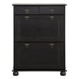 Schuhkommode Home Affaire "Finca", braun (dunkelbraun), B:75cm H:100cm T:30cm, Massivholz, Sideboards, aus massivem Kiefernholz, Höhe 100 cm